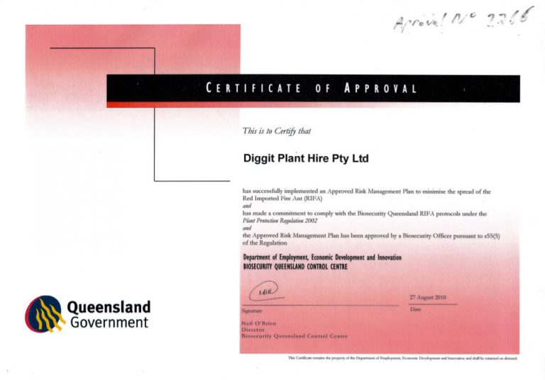 Certificates | Earthmoving, Civil & Commercial Construction